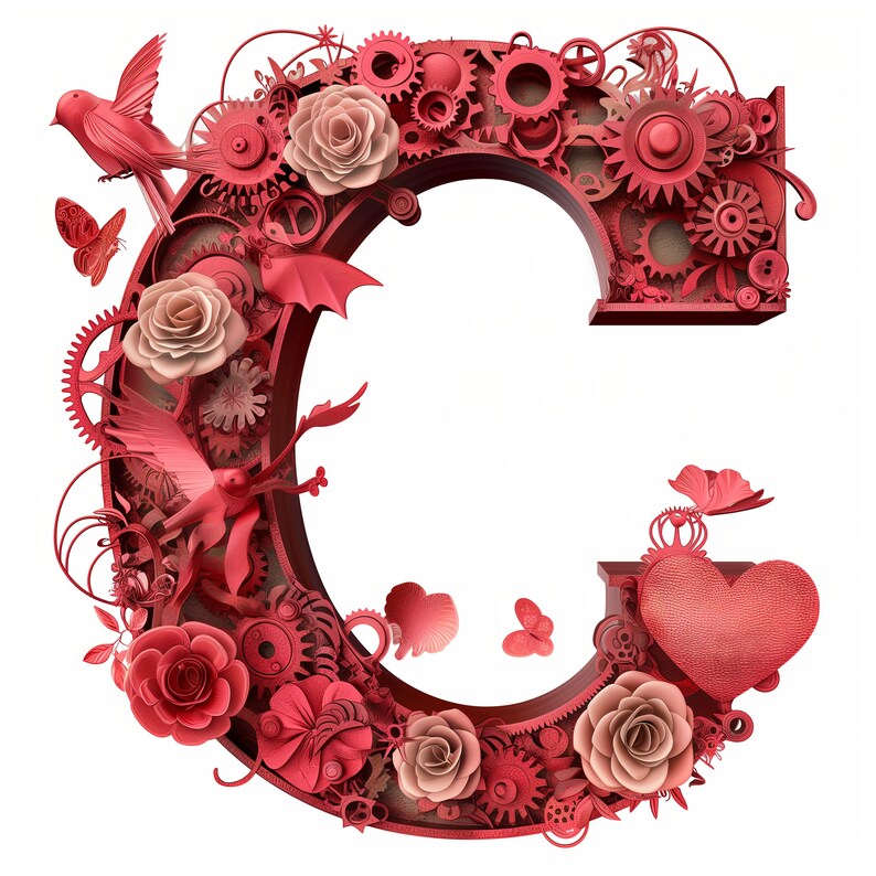 Steampunk Valentine's Alphabet & Numbers Clipart Set - Vintage Love ...