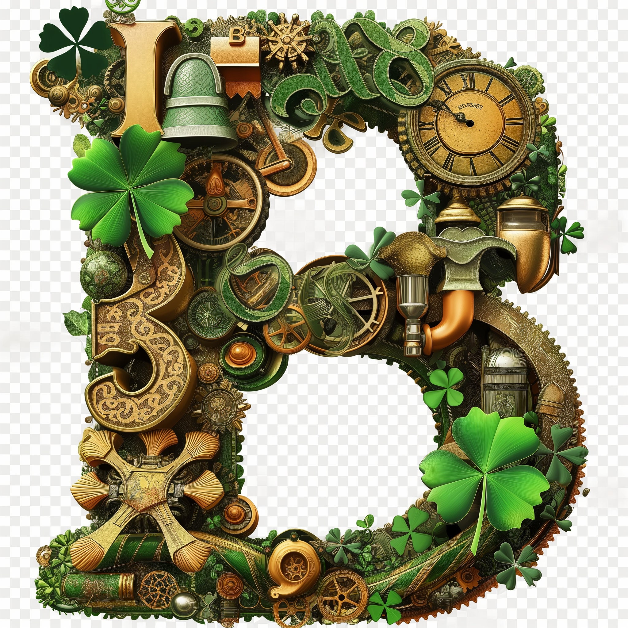 St Patricks Clipart Steampunk St. Patrick's Day Alphabet & Numbers ...