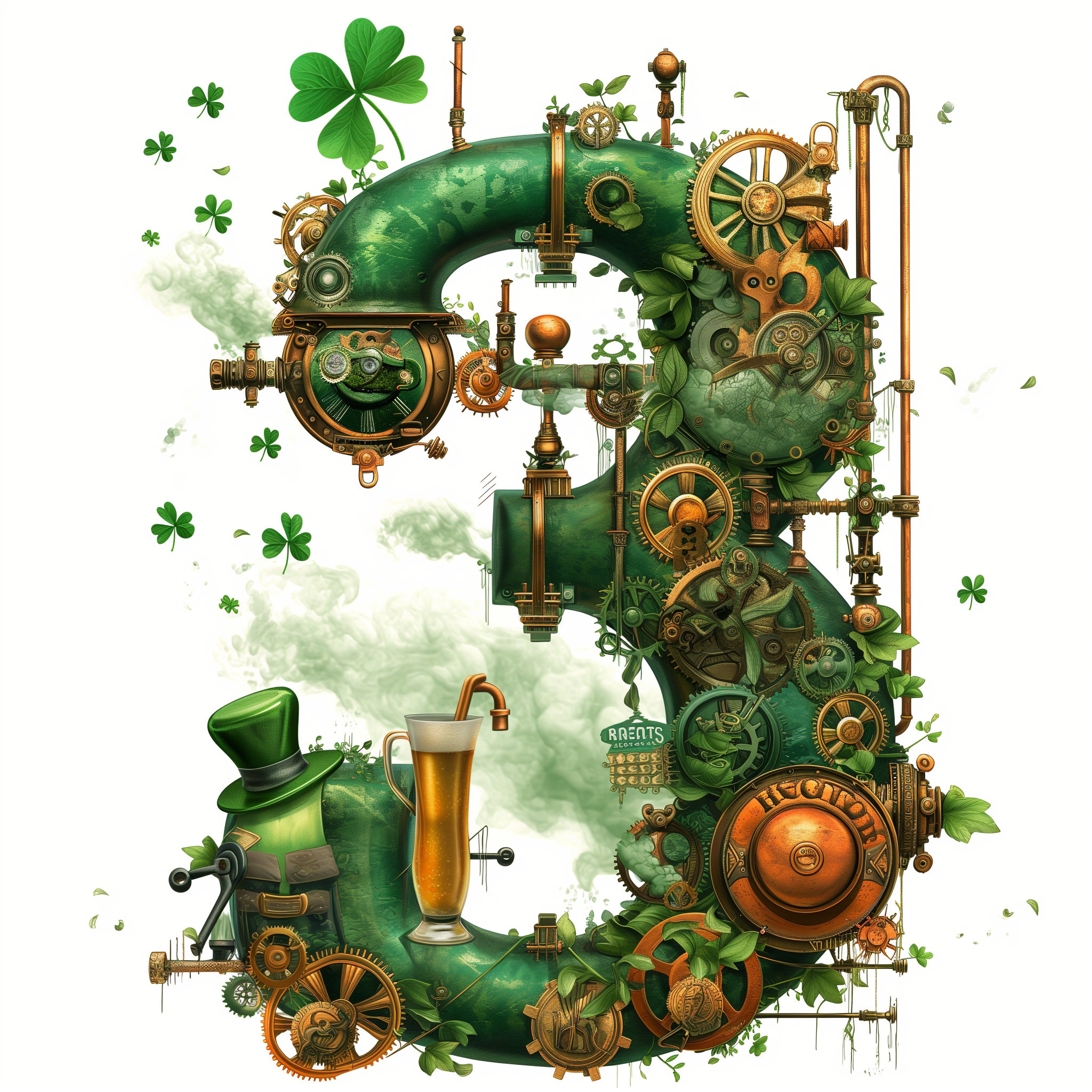 St Patricks Clipart Steampunk St. Patrick's Day Alphabet & Numbers ...