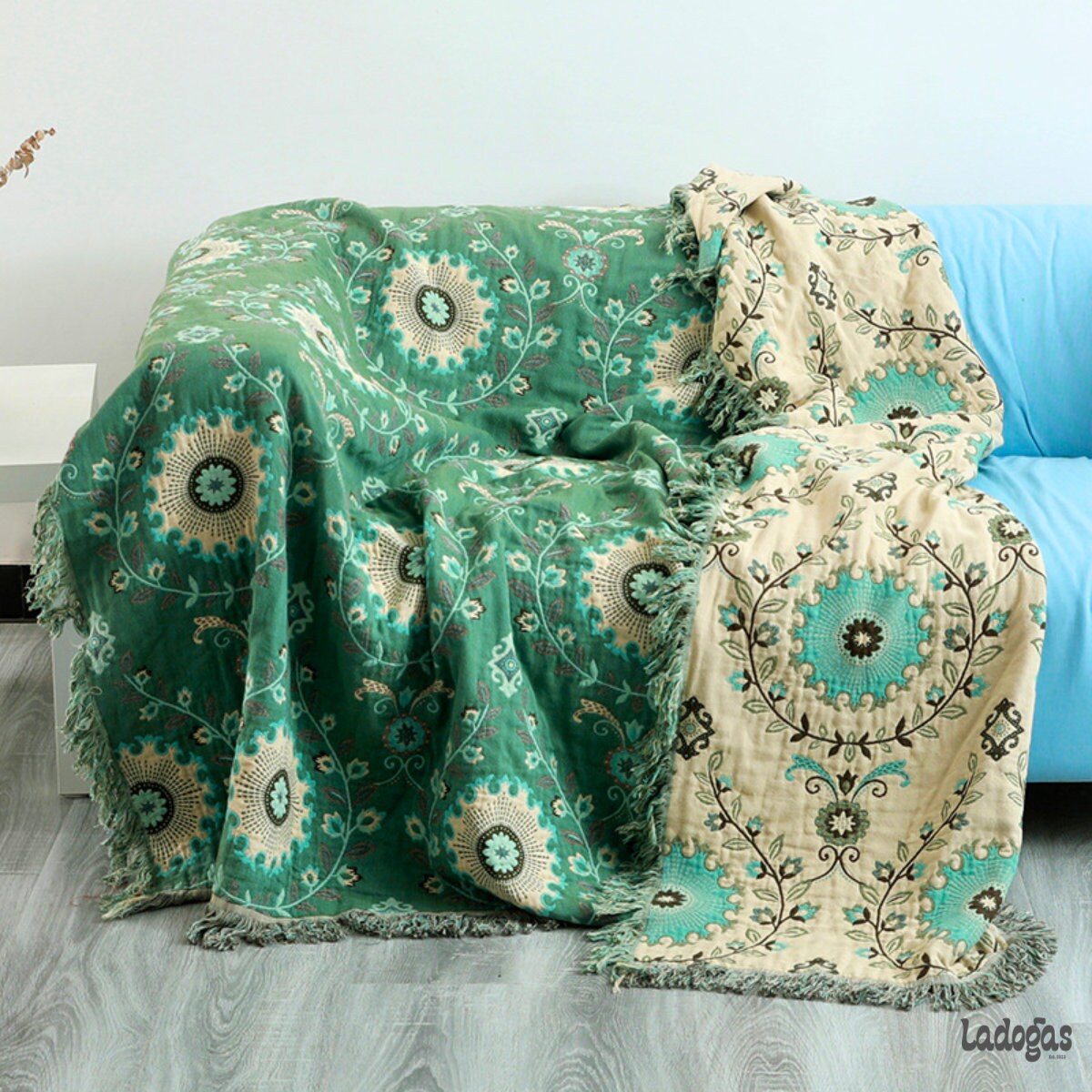 Reversible Nordic Cotton Throw Blanket Nordic Throw Blanket Boho Throw ...