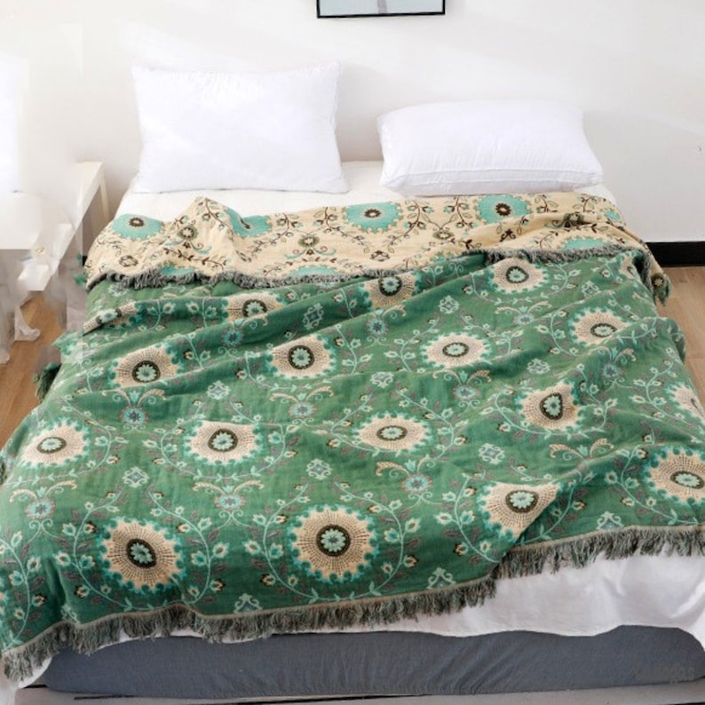 Reversible Nordic Cotton Throw Blanket Nordic Throw Blanket Boho Throw ...