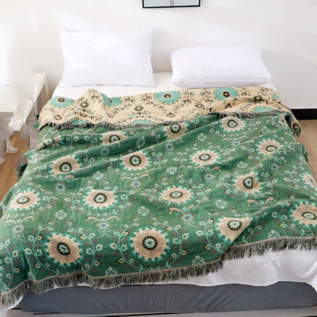 Reversible Nordic Cotton Throw Blanket Nordic Throw Blanket Boho Throw ...