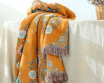 Reversible Nordic Cotton Throw Blanket Nordic Throw Blanket Boho Throw ...