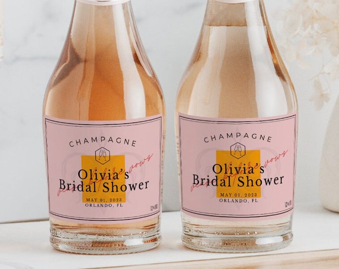 Bridal Shower Mini Champagne Labels | Glossy Labels | Bachelorette ...