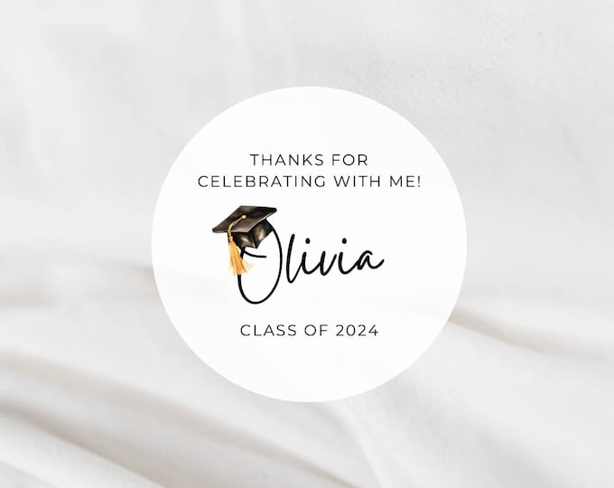 Thank You for Celebrating Graduation Party Favor Labels 2 Inch Round ...