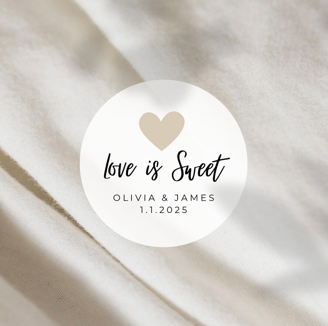 Love is Sweet Labels | Round White Matte Stickers | Wedding Honey Snack ...