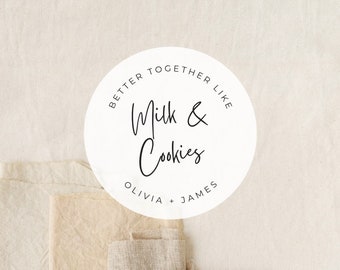 Wedding Couple Name Labels Round White Matte Stickers - Etsy