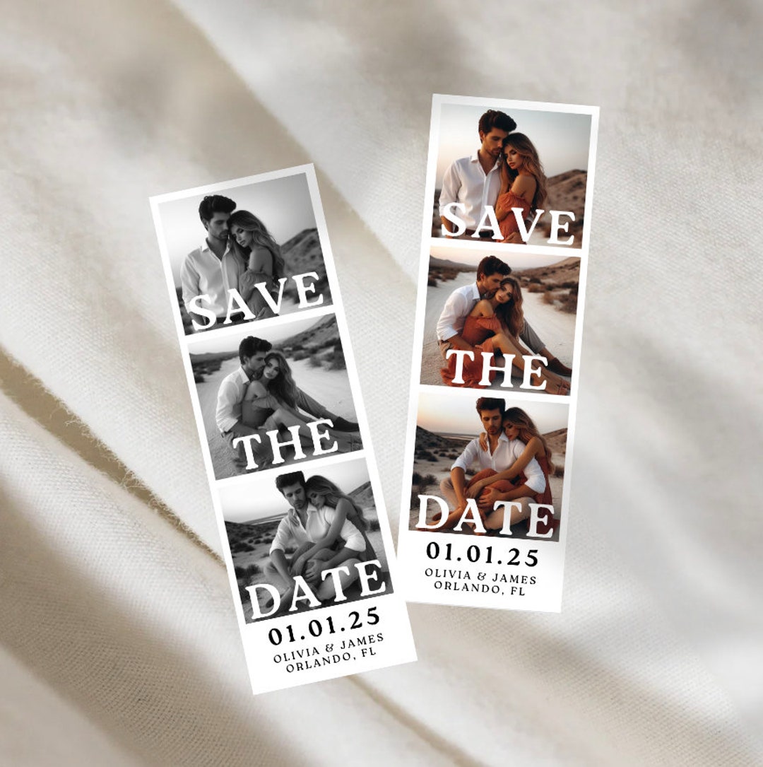 Printed Save the Date Photo Booth Strip 2x6 Inch Glossy Photo Paper D ...