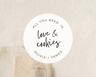 Stickers all You Need is Love... and Cookies Wedding Favor Label, for ...
