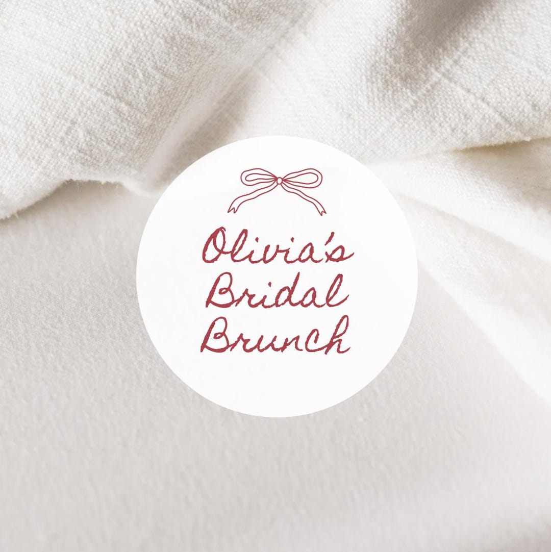 Bow Bridal Brunch Labels | Round White Matte Stickers | Bridal Shower ...