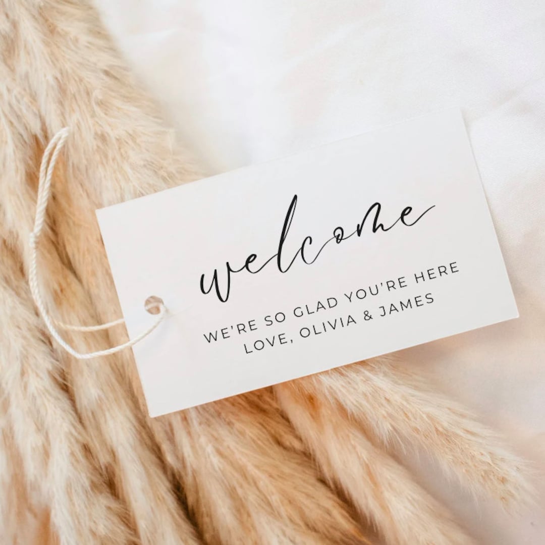 Printed Wedding Welcome Tags | Linen Textured Cardstock | 2x3.5 Inches ...