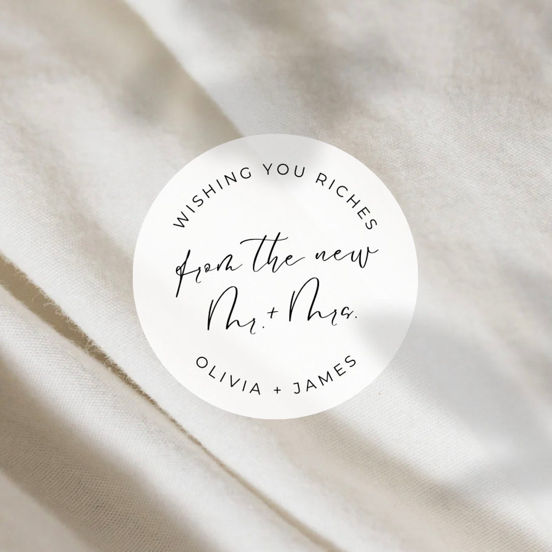 Wishing You Riches From the New Mr + Mrs Labels | Round White Matte ...