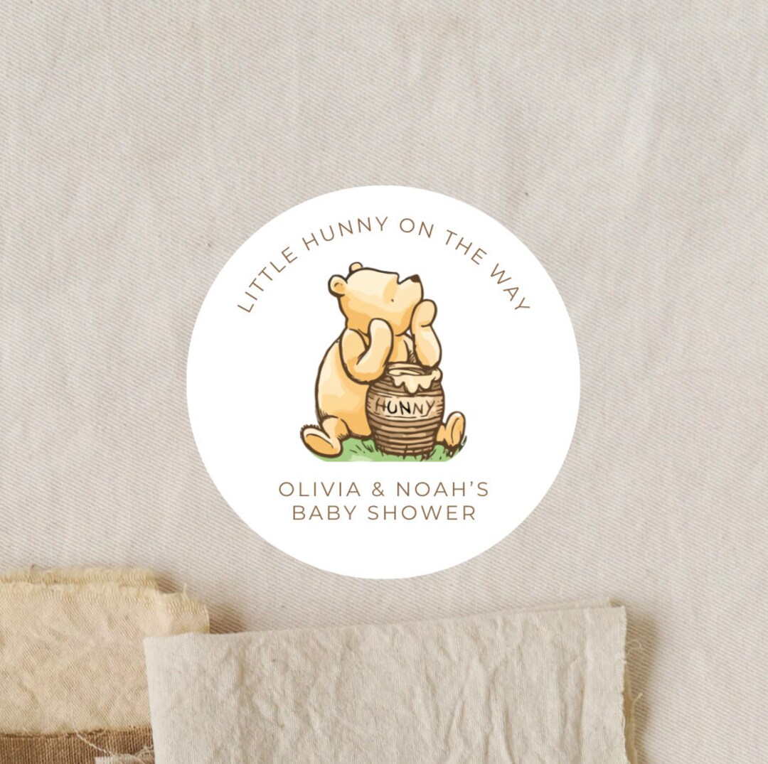 Little Hunny on the Way Arch Labels | Baby Shower Favor | Honey Bear ...
