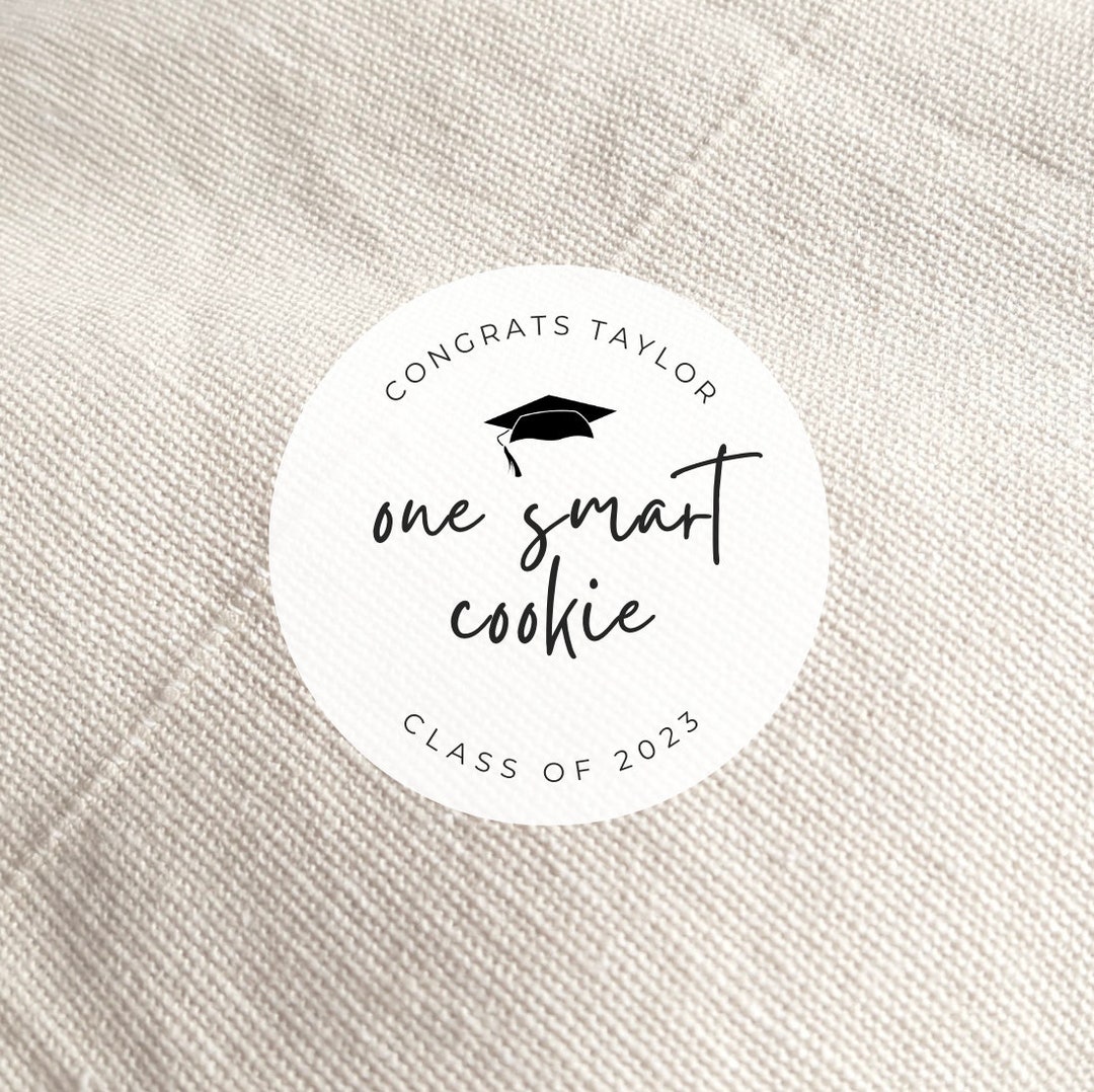 One Smart Cookie Graduation Party Labels Round White Matte Stickers ...