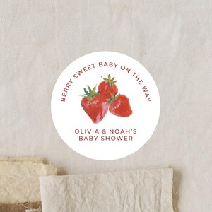 Berry Sweet Baby on the Way Strawberry Labels | Baby Shower Favor ...