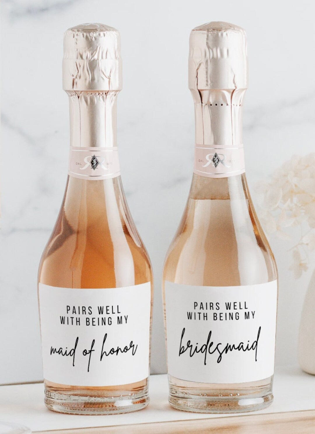 Pairs Well With Mini Champagne Labels | 3x2 Inch Printed Glossy Labels ...