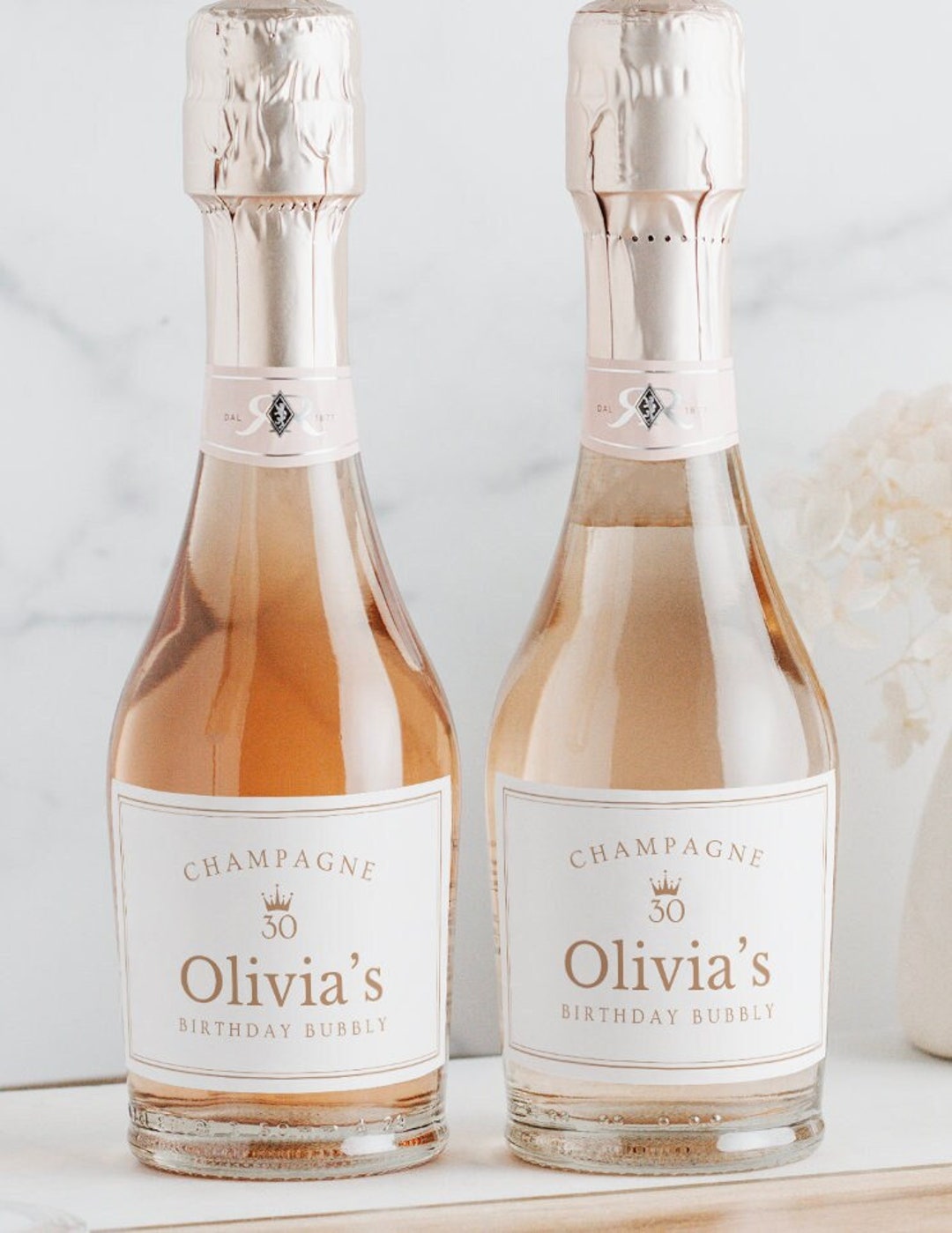 Birthday Bubbly Mini Champagne Labels | 3x2 Inch Printed Glossy Labels ...