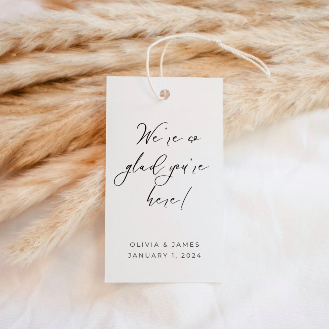 Printed We Are so Glad You Are Here Welcome Tags | Linen Textured ...