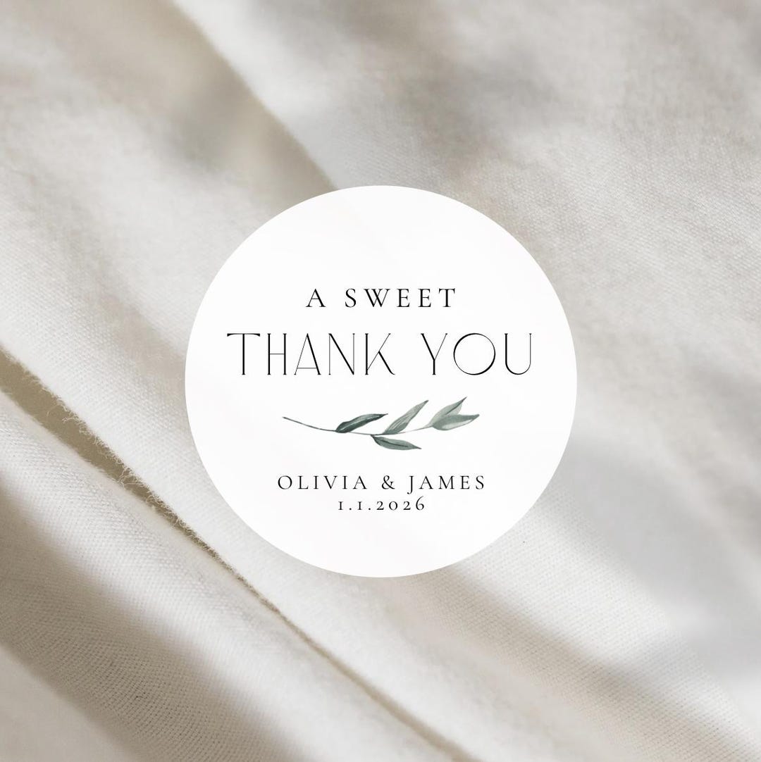 Minimal A Sweet Thank You Stickers | 2 Inch Round White Matte - Etsy