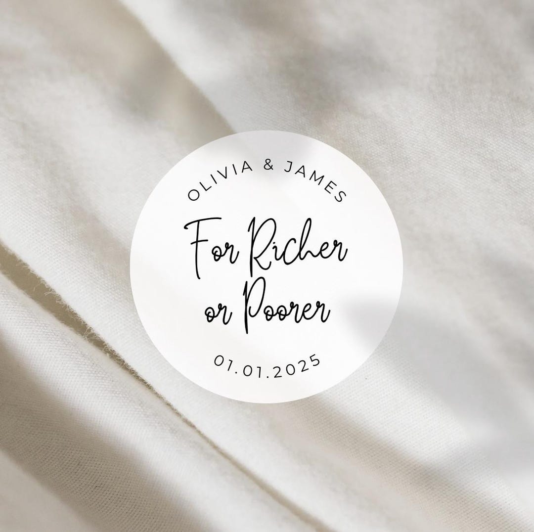 Cursive for Richer or Poorer Labels | 2 Inch Round White Matte Stickers ...