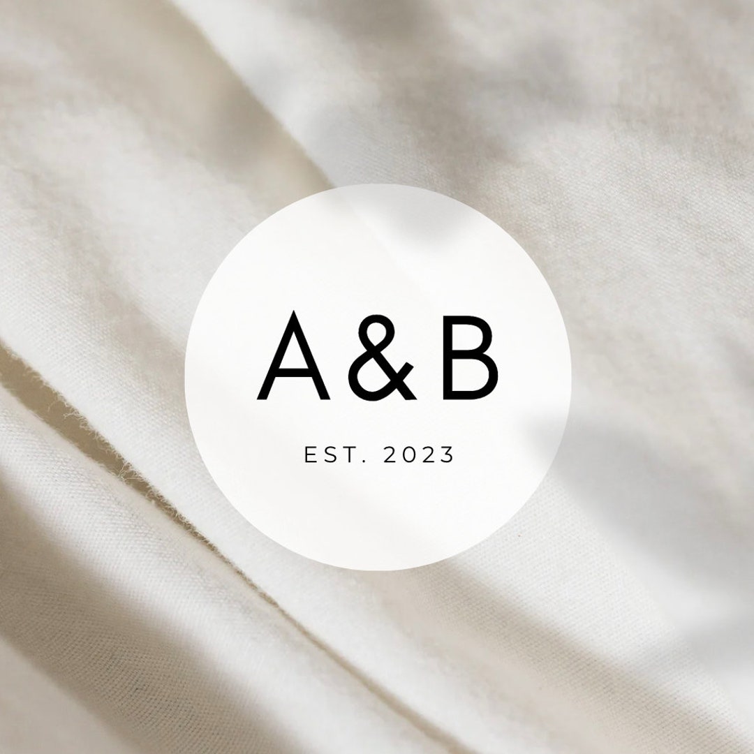 Modern Initial Labels Round White Matte Stickers Wedding - Etsy