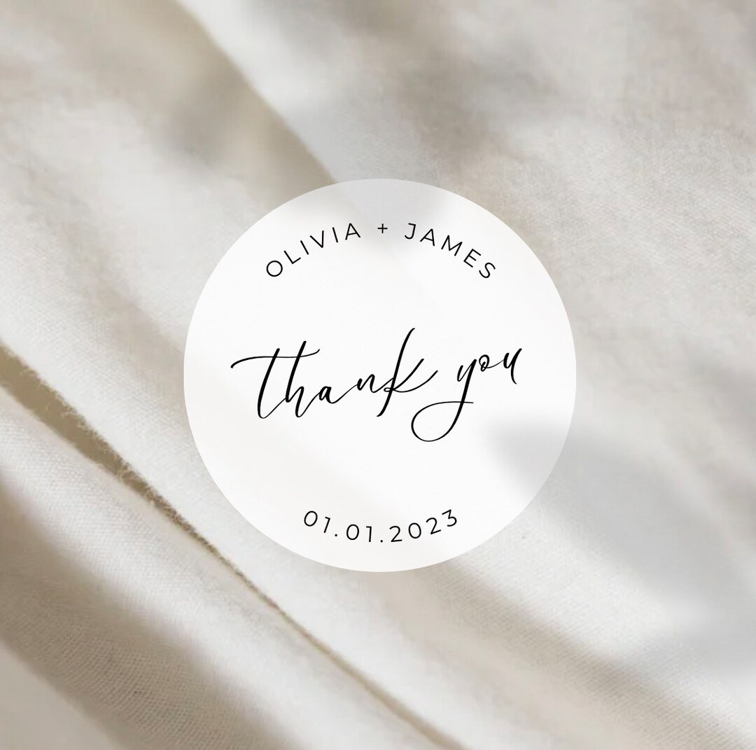 Thank You Labels Round White Matte Stickers Wedding Snack Bag Sweets ...