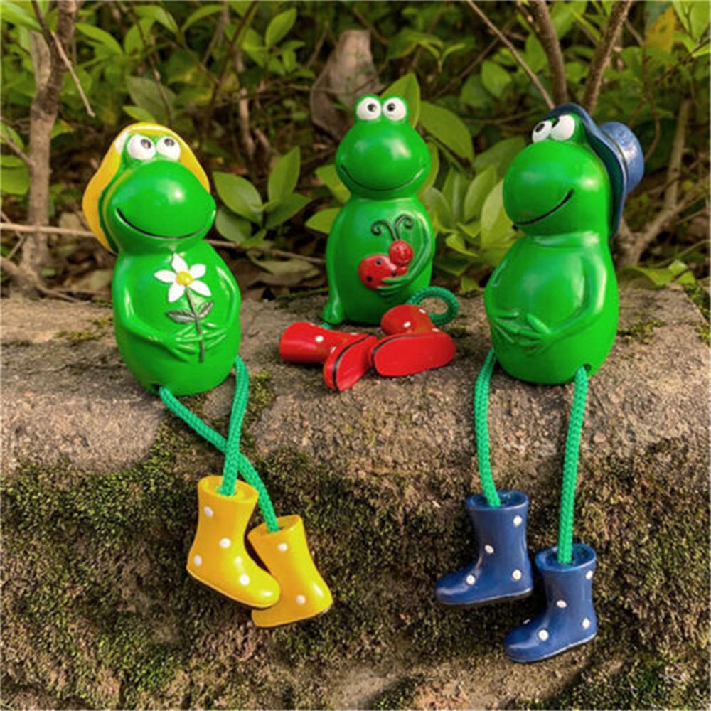 3pc Set of Cute Frogs Figurine Sitting Dangling Legs Resin - Etsy