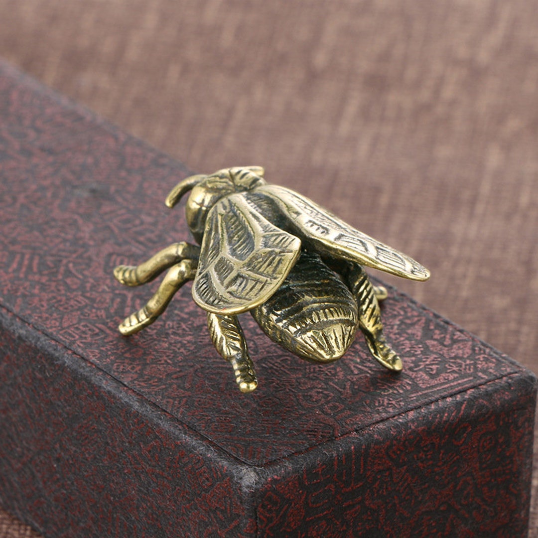 2 X Pure Solid Copper Vintage Honey Bee Ornament / Pet Craft Insect ...