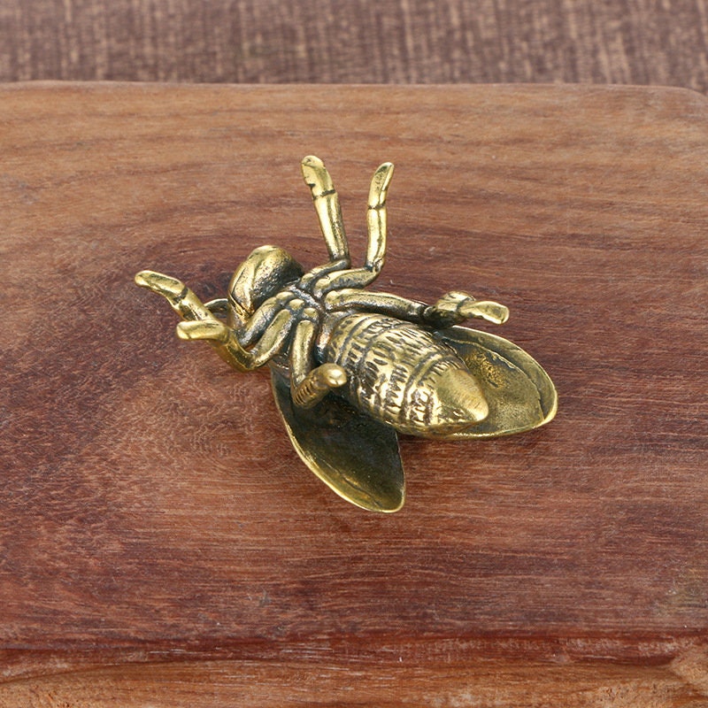 2 X Pure Solid Copper Vintage Honey Bee Ornament / Pet Craft Insect ...