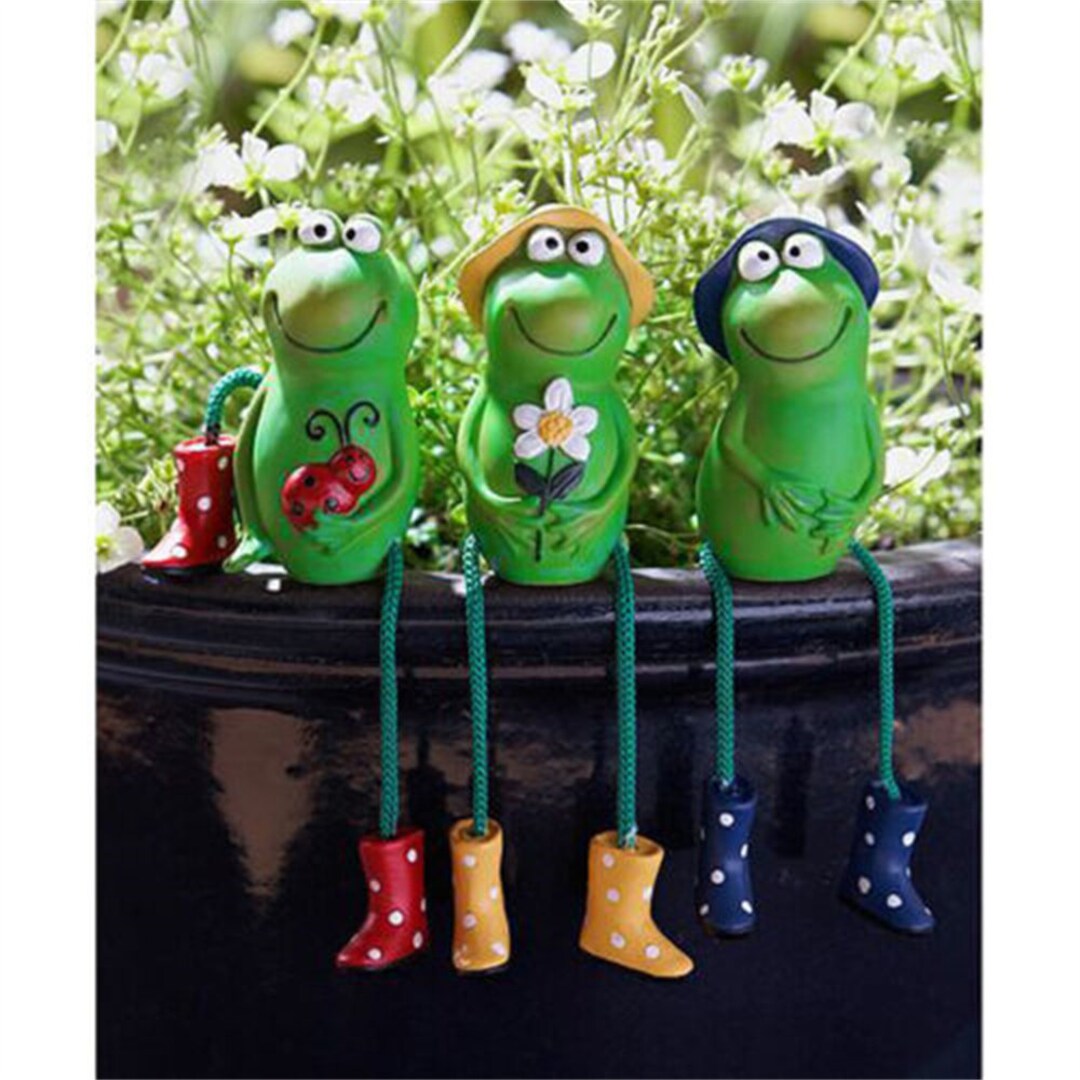 3pc Set of Cute Frogs Figurine Sitting Dangling Legs Resin - Etsy