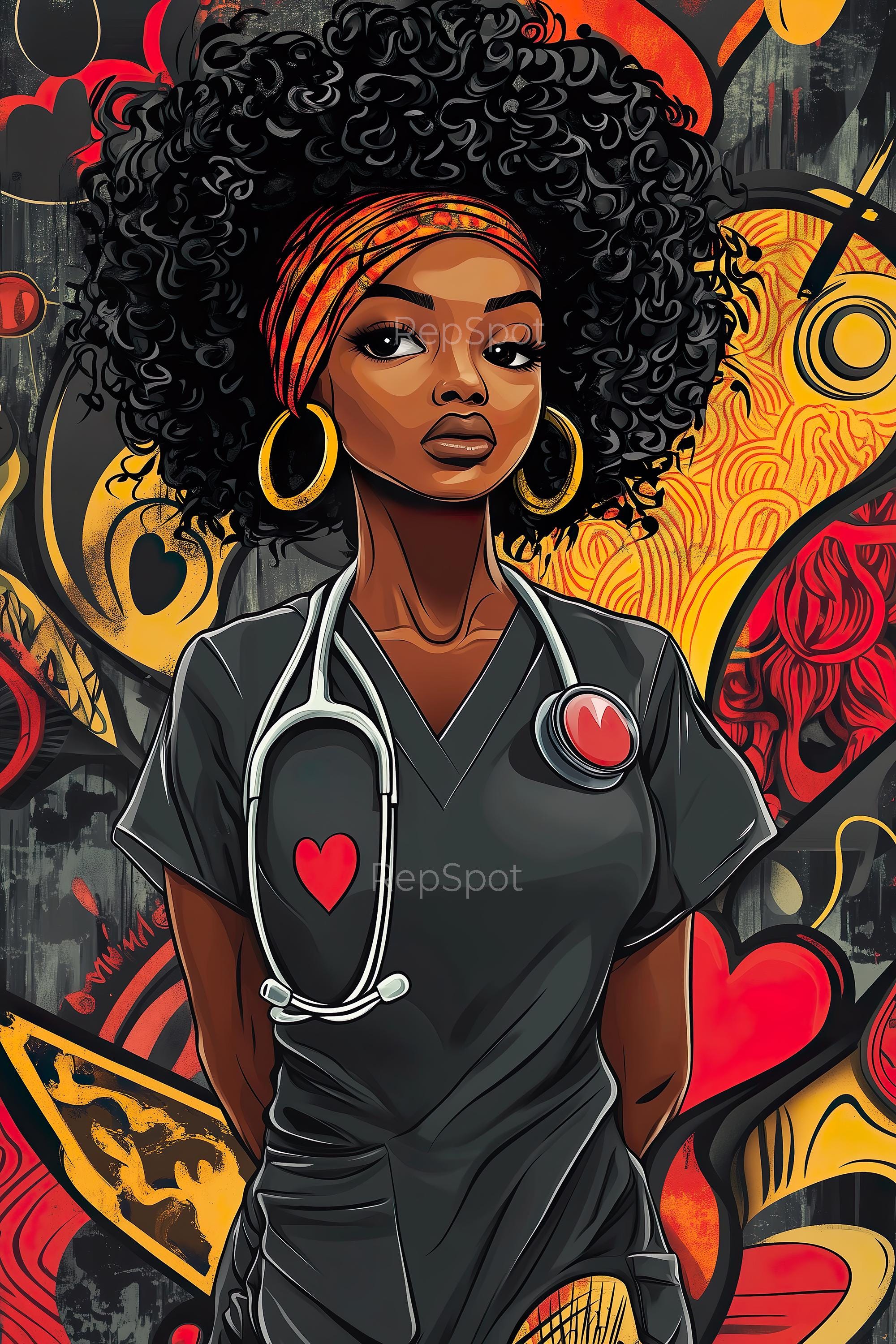 Afrocentric Nurse Wall Art, Melanin Medical Professional Prints ...
