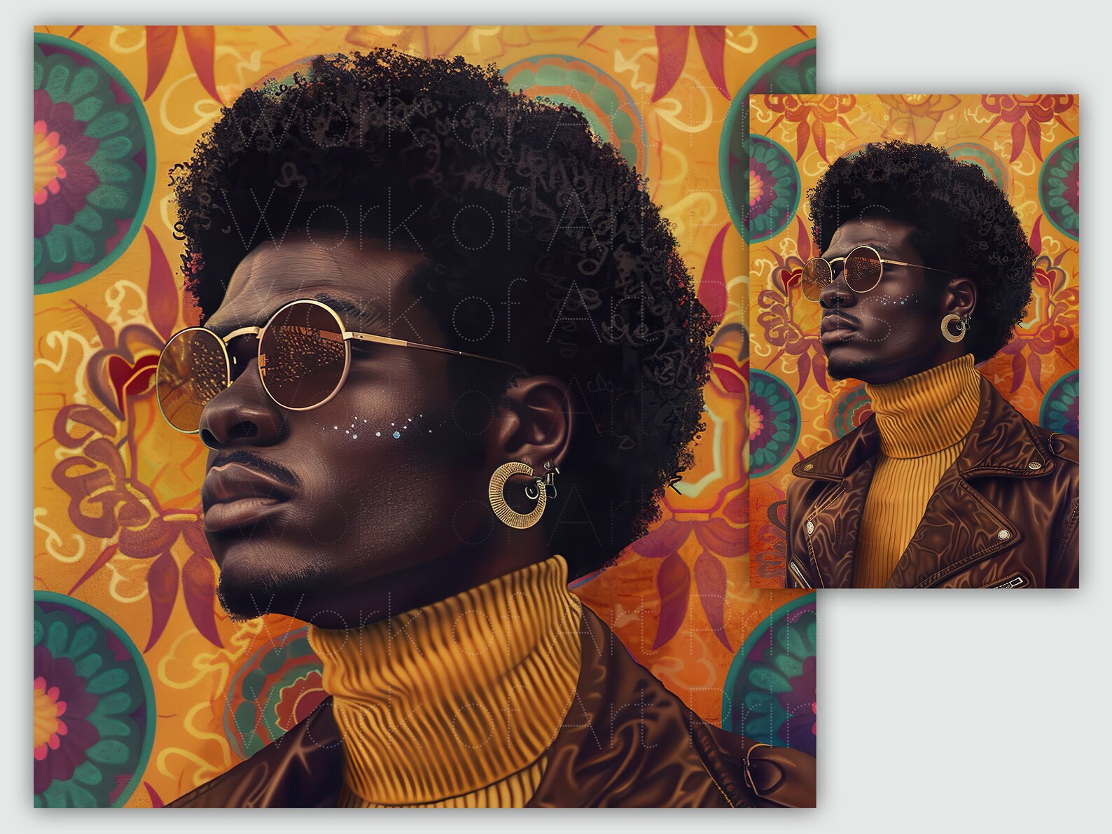 Retro Black Man Portrait Art Print | Psychedelic Home Decor (digital ...