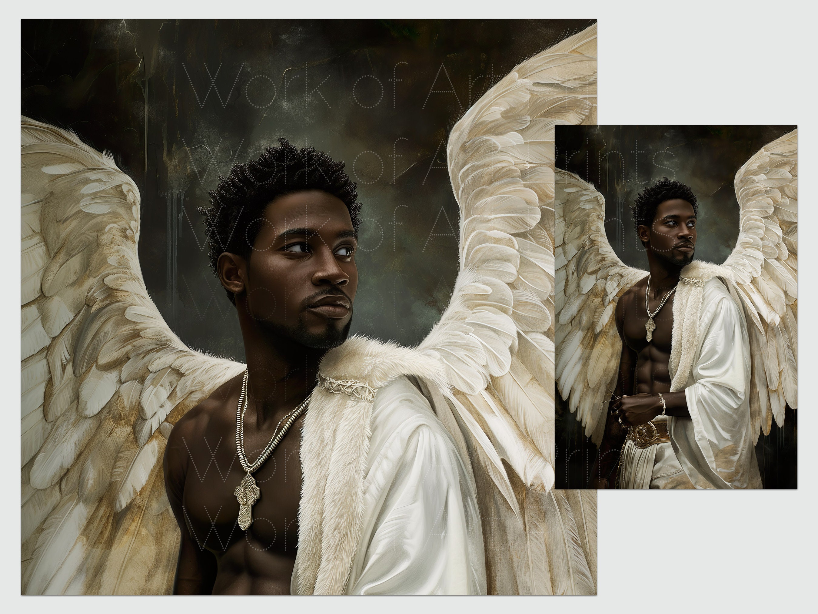 Black Man Angel Art Print Guardian Angel With Wings Digital Download ...