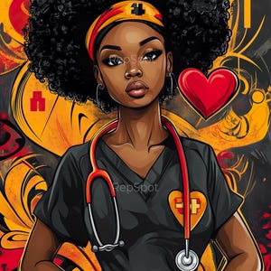 Afrocentric Nurse Wall Art, Melanin Medical Professional Prints ...