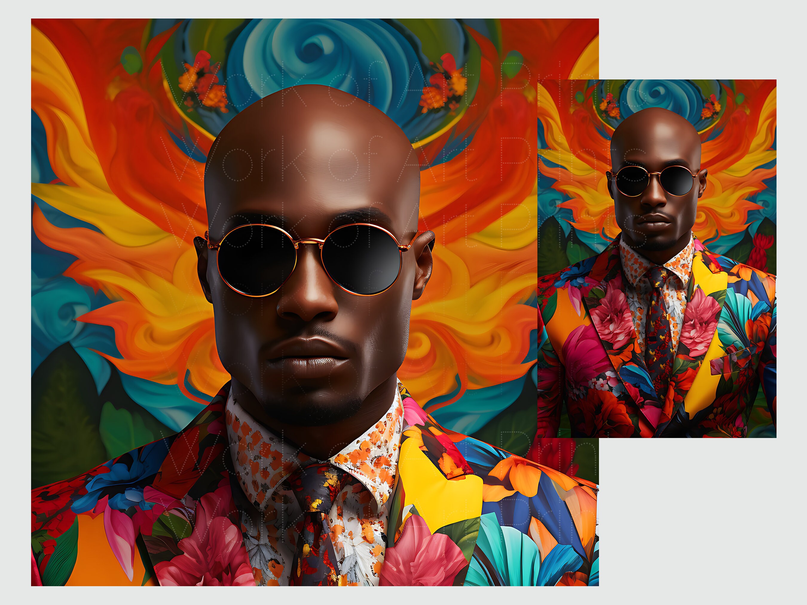 Bald Black Man Poster, Black Man in Suit Art, Black King Bald Head ...