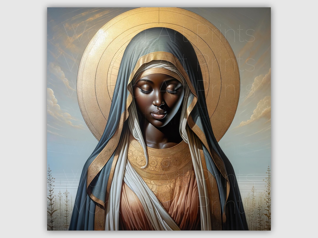 Black Virgin Mary Art Print, African American Religious Artwork ...