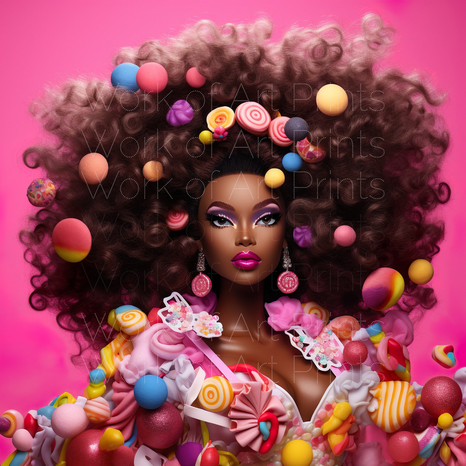 Black Girl Magic, African American Candy Girl Poster, Bubble Gum Candy ...