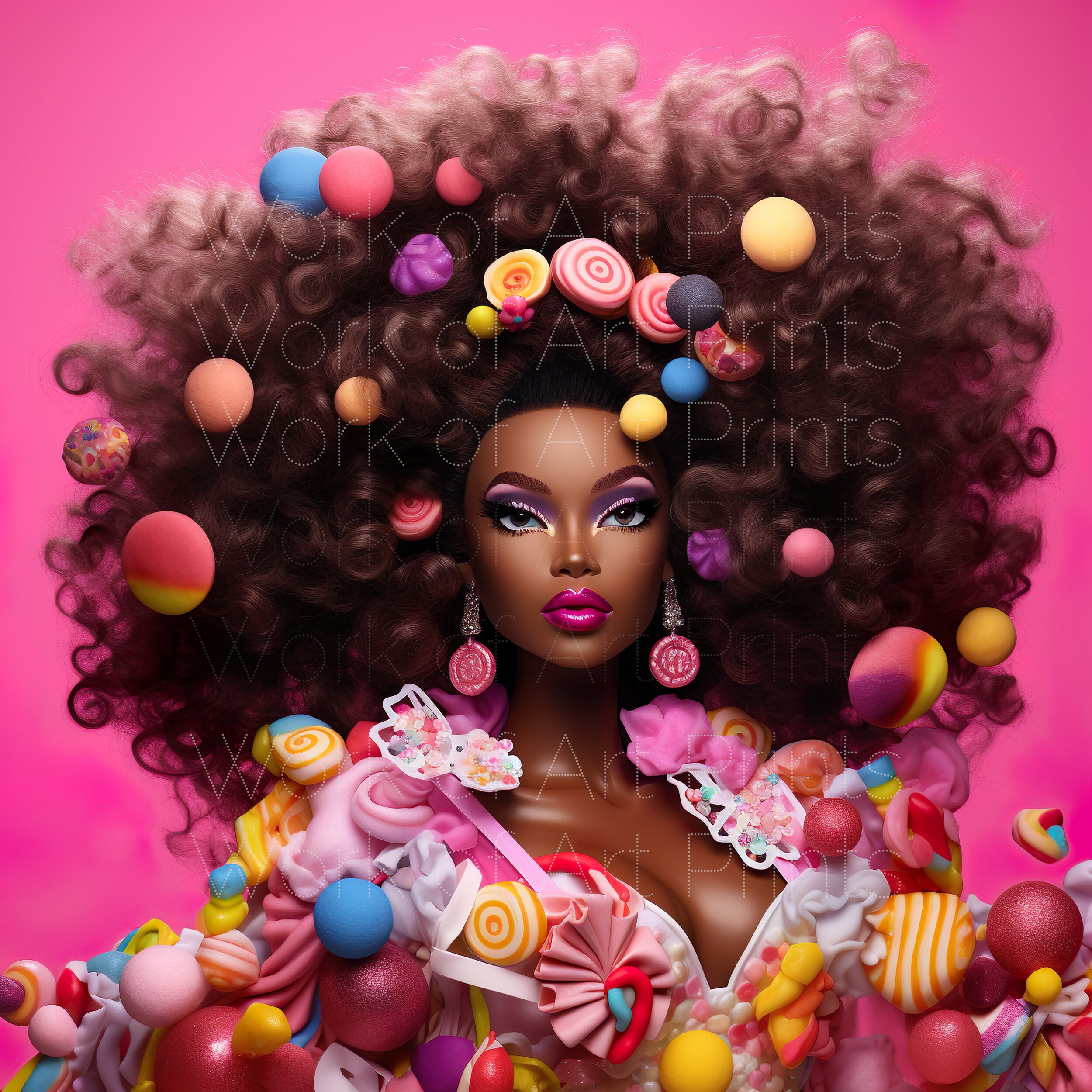 Black Girl Magic, African American Candy Girl Poster, Bubble Gum Candy ...