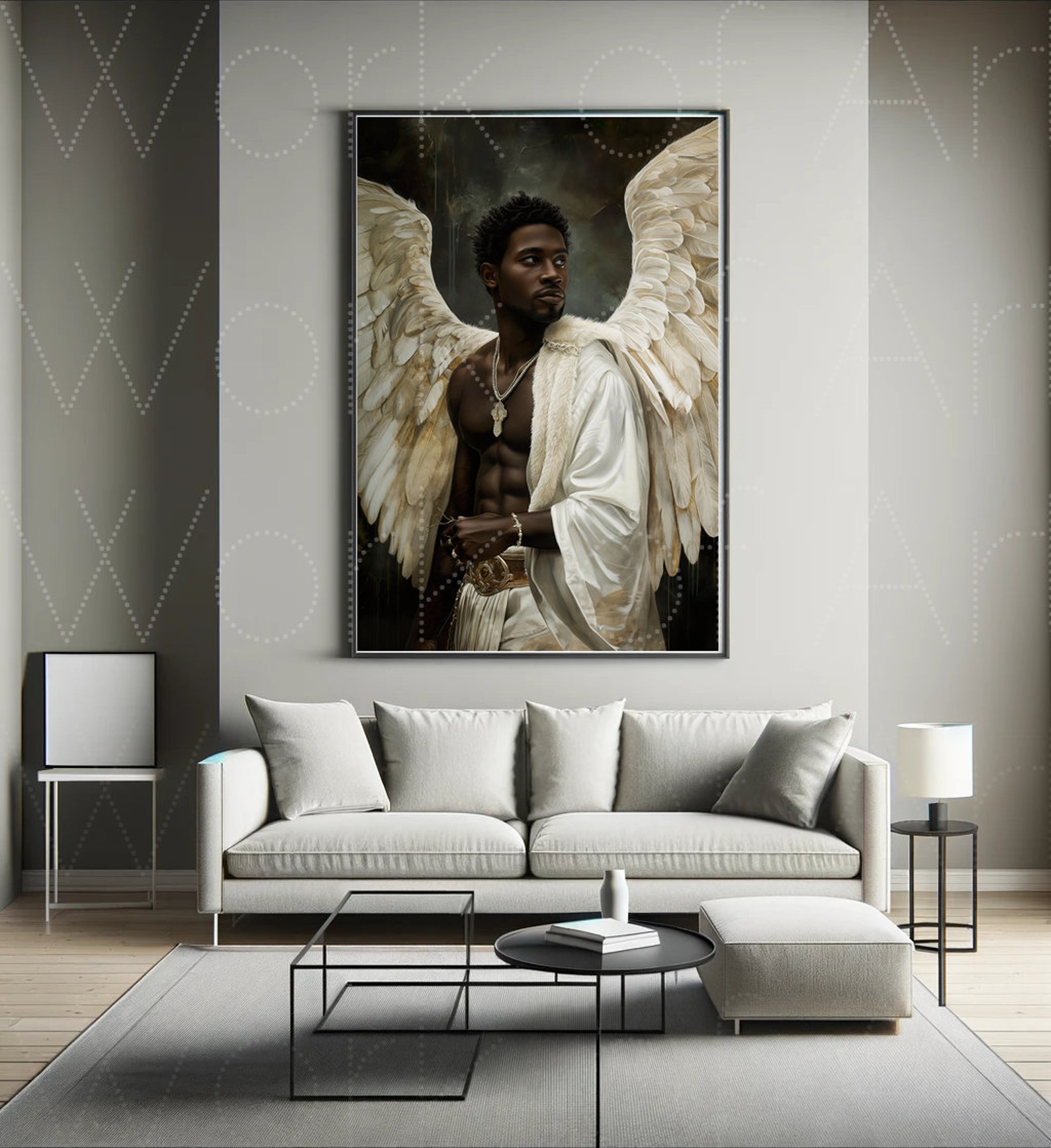 Black Man Angel Art Print Guardian Angel With Wings Digital Download ...