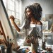 African American Woman With Locs Painting Stock Photo Bundle 4 Digital ...