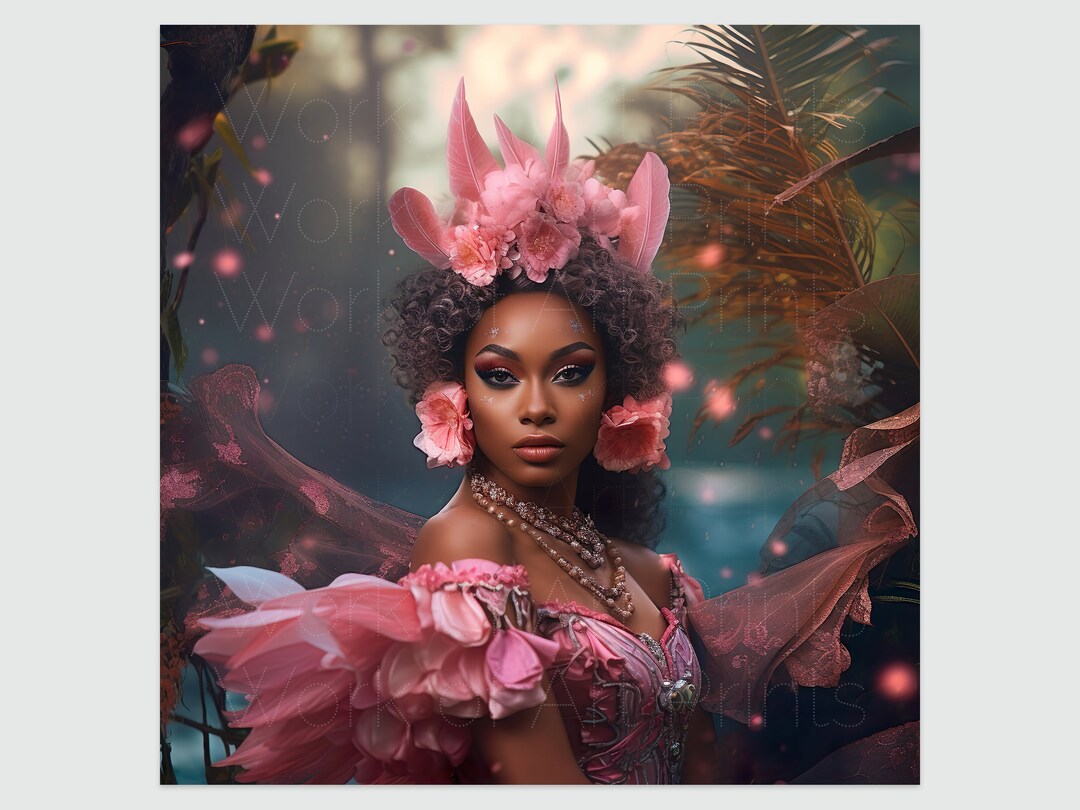 Melanin Princess PNG, Afro Goddess Afrocentric Art, WOC Art Print ...