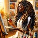 African American Woman With Locs Painting Stock Photo Bundle 4 Digital ...