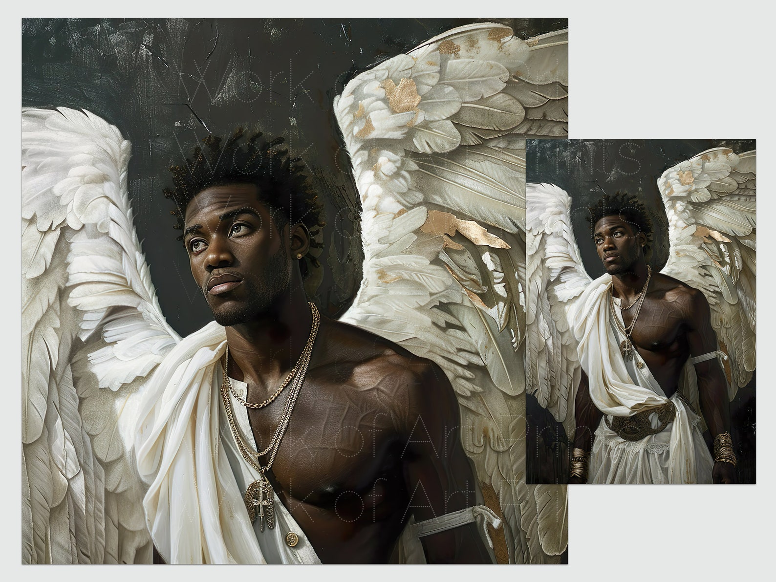 Masculine Angel Art Print - Black Man With Angel Wings - Spiritual ...