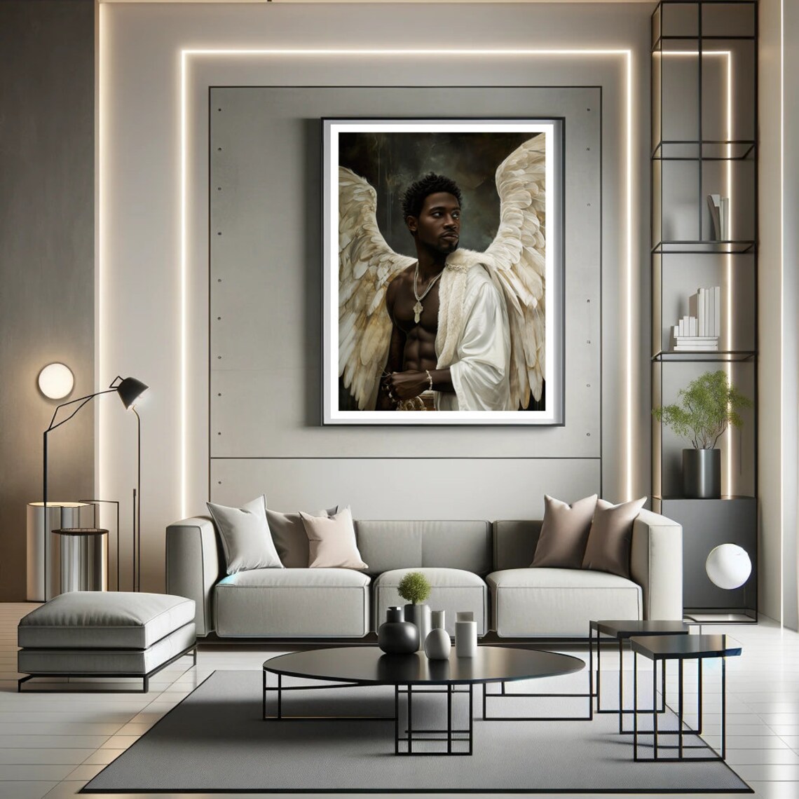Black Man Angel Art Print Guardian Angel With Wings Digital Download ...