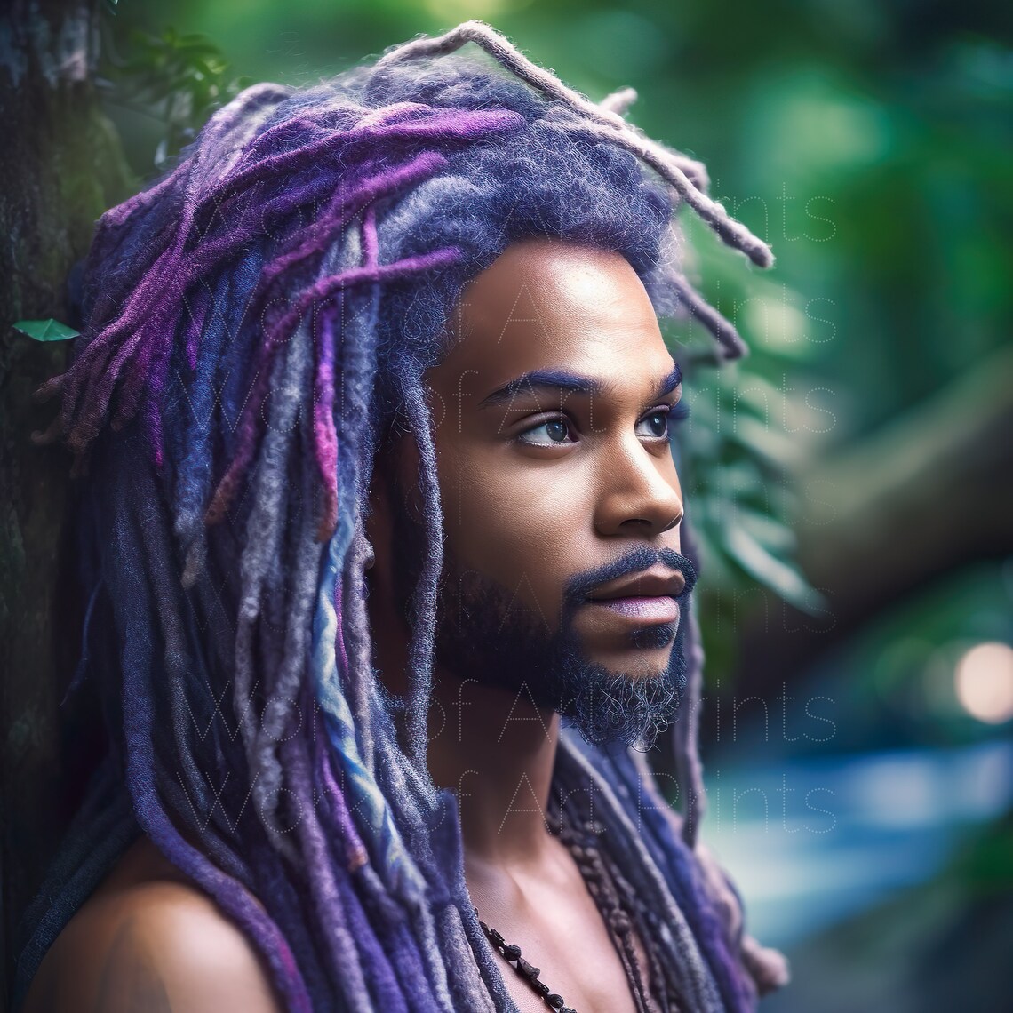 Afro Man Wall Art, Black Man With Locs, Black Man JPG, Black Man With ...