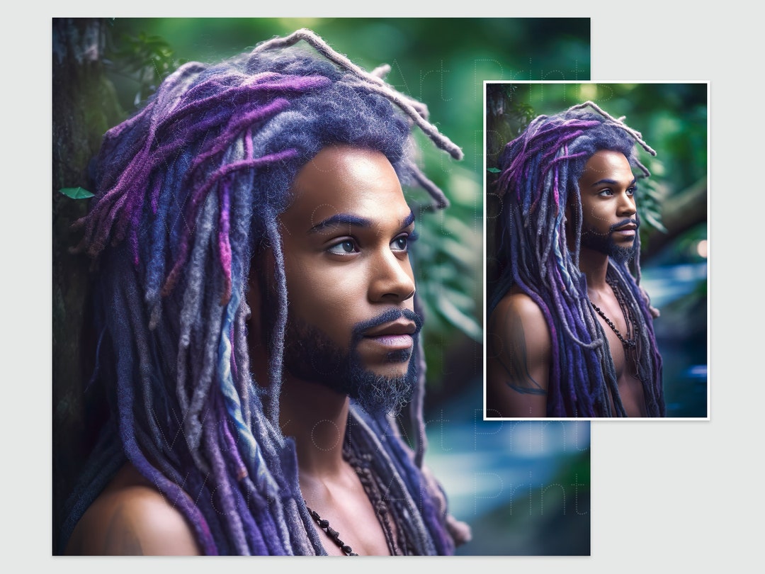 Afro Man Wall Art, Black Man With Locs, Black Man JPG, Black Man With ...