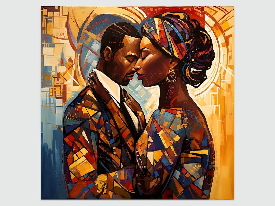 Abstract Art Black Couple Black Love Mural Black People in - Etsy