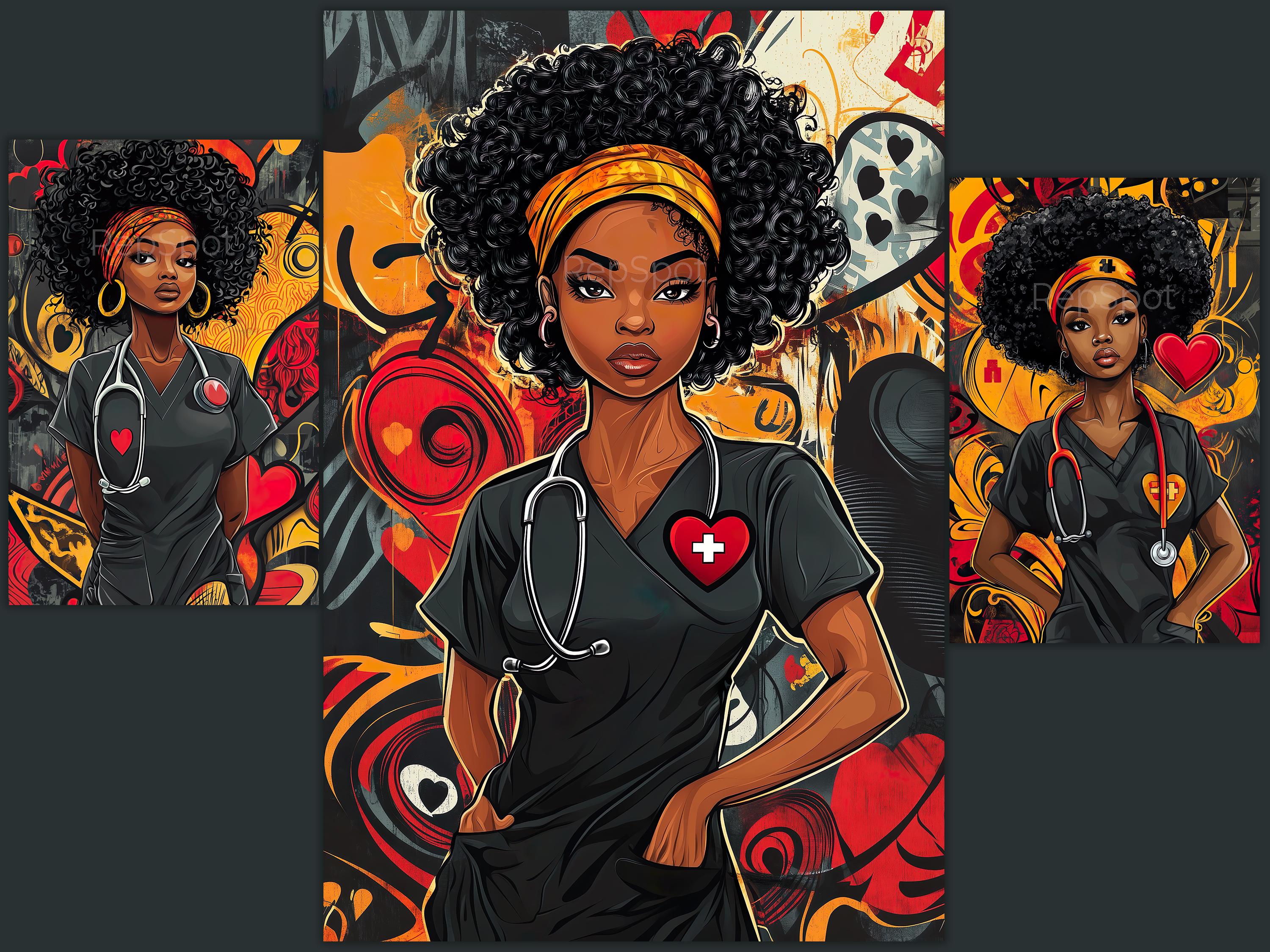 Afrocentric Nurse Wall Art, Melanin Medical Professional Prints ...