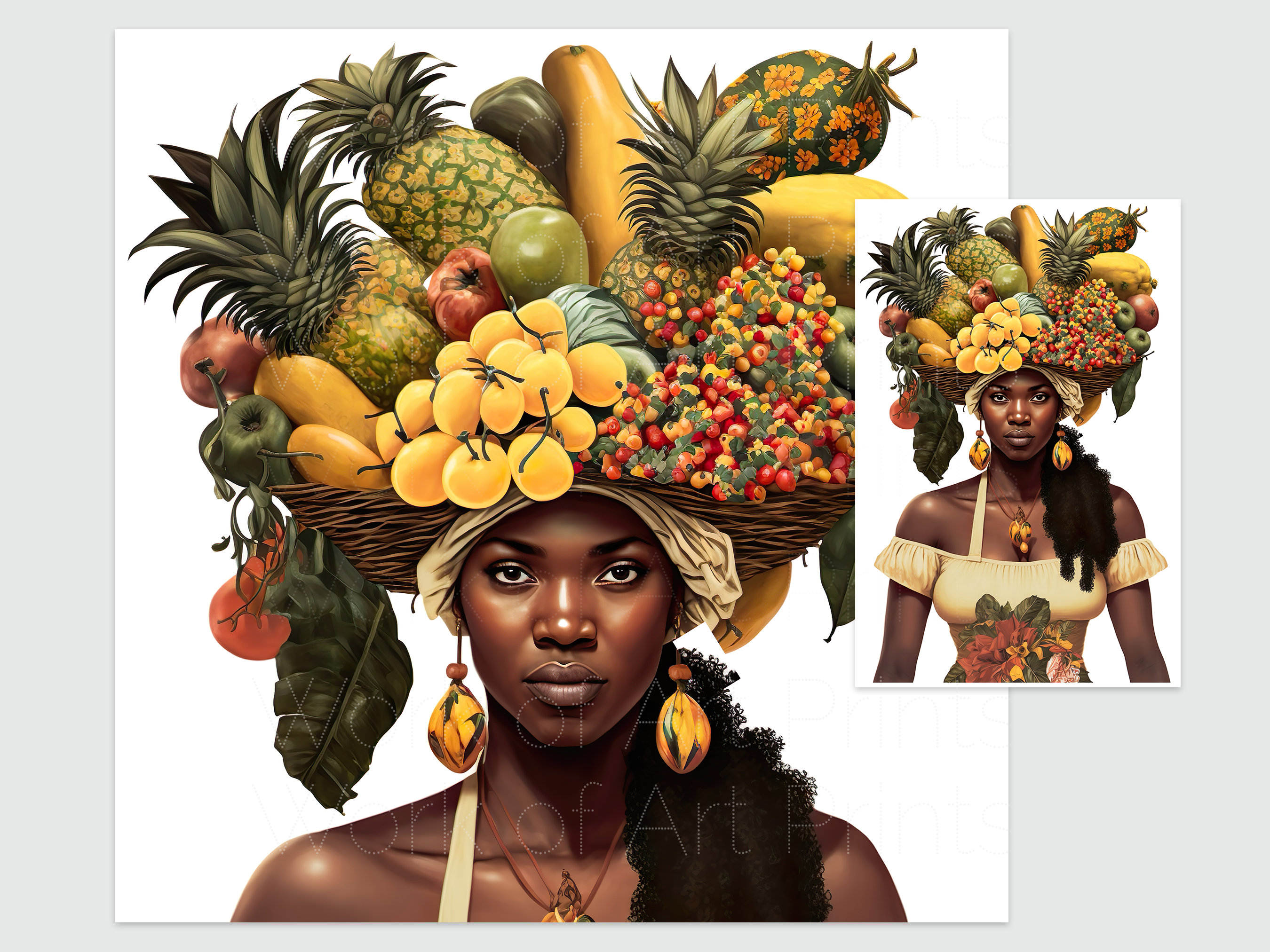 Caribbean Artwork, Afro Caribbean Woman Poster, Digital Illustration ...