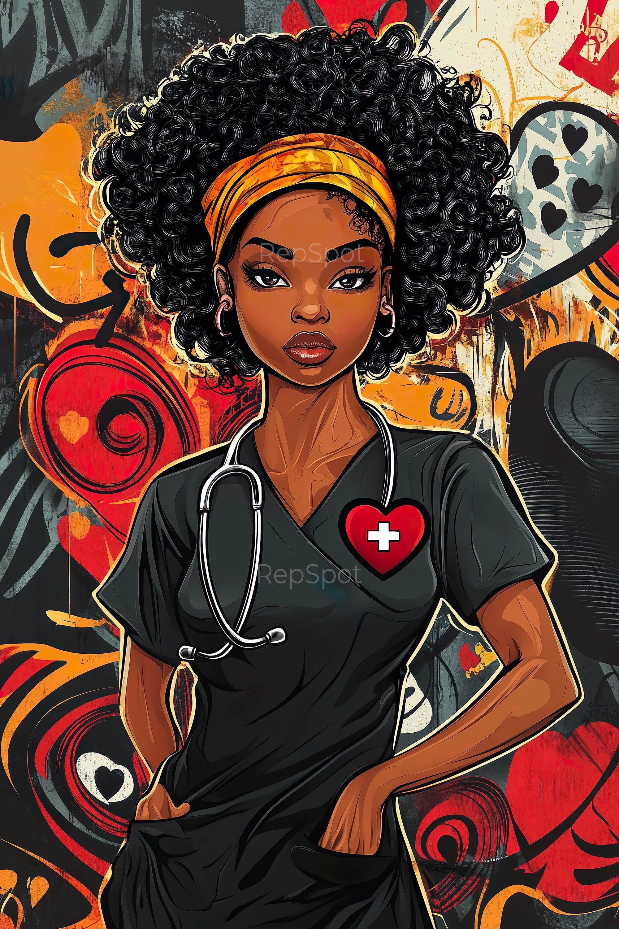 Afrocentric Nurse Wall Art, Melanin Medical Professional Prints ...